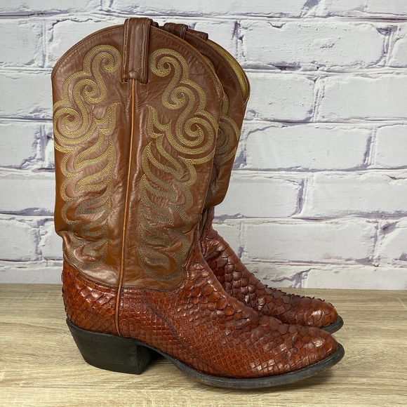 Tony Lama | Shoes | Tony Lama 813 Brown Snake Skin Leather Western ...
